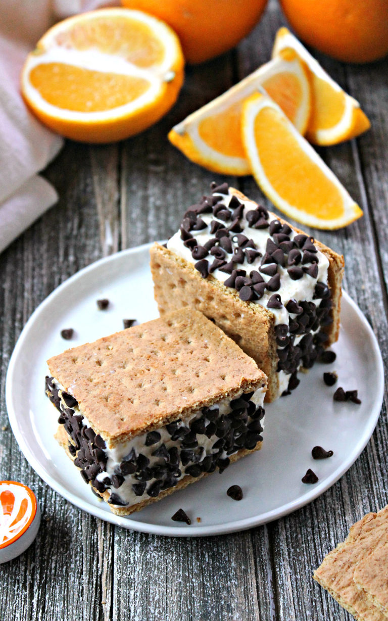 Easy No-Churn Orange-Chip Ice Cream Sandwiches - Summer Citrus